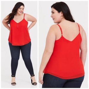 torrid | Tops | Nwt Torrid Sophie Chiffon Zipper Trim Swing Cami In Red ...